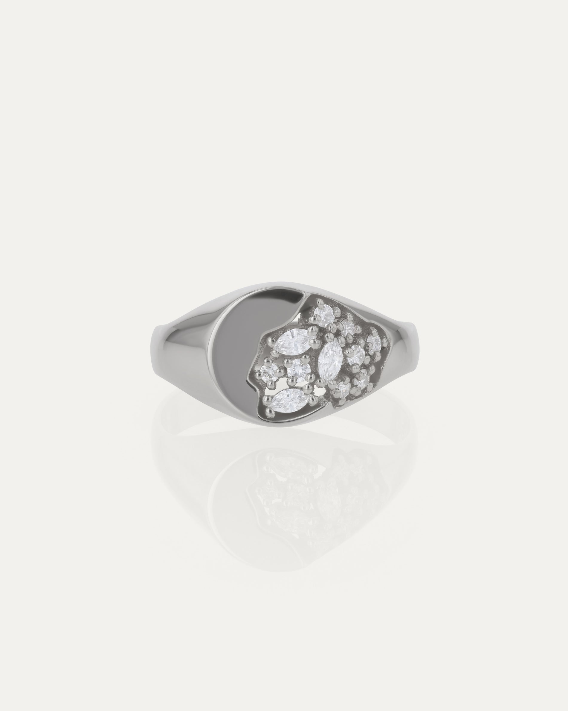 Gossamer Signet Ring | Platinum & Natural Diamond | SARAH & SEBASTIAN