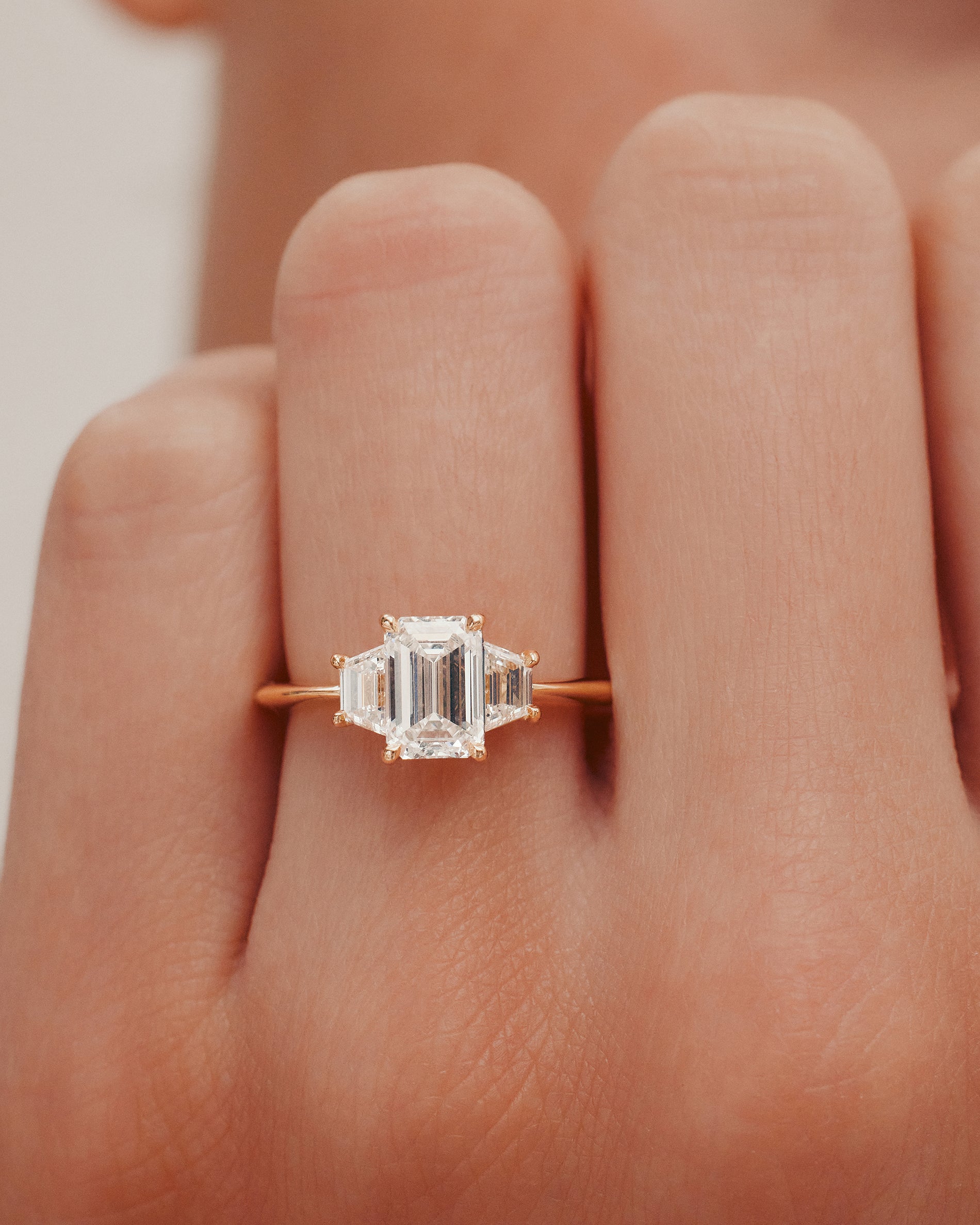 Emerald Trilogy Engagement Ring Yellow Gold | Sarah & Sebastian – SARAH ...