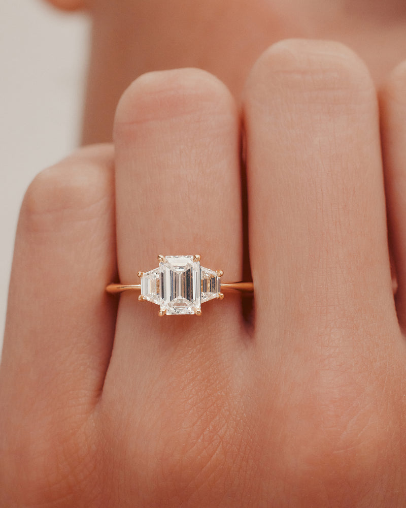Emerald Trilogy Engagement Ring Yellow Gold | Sarah & Sebastian – SARAH ...