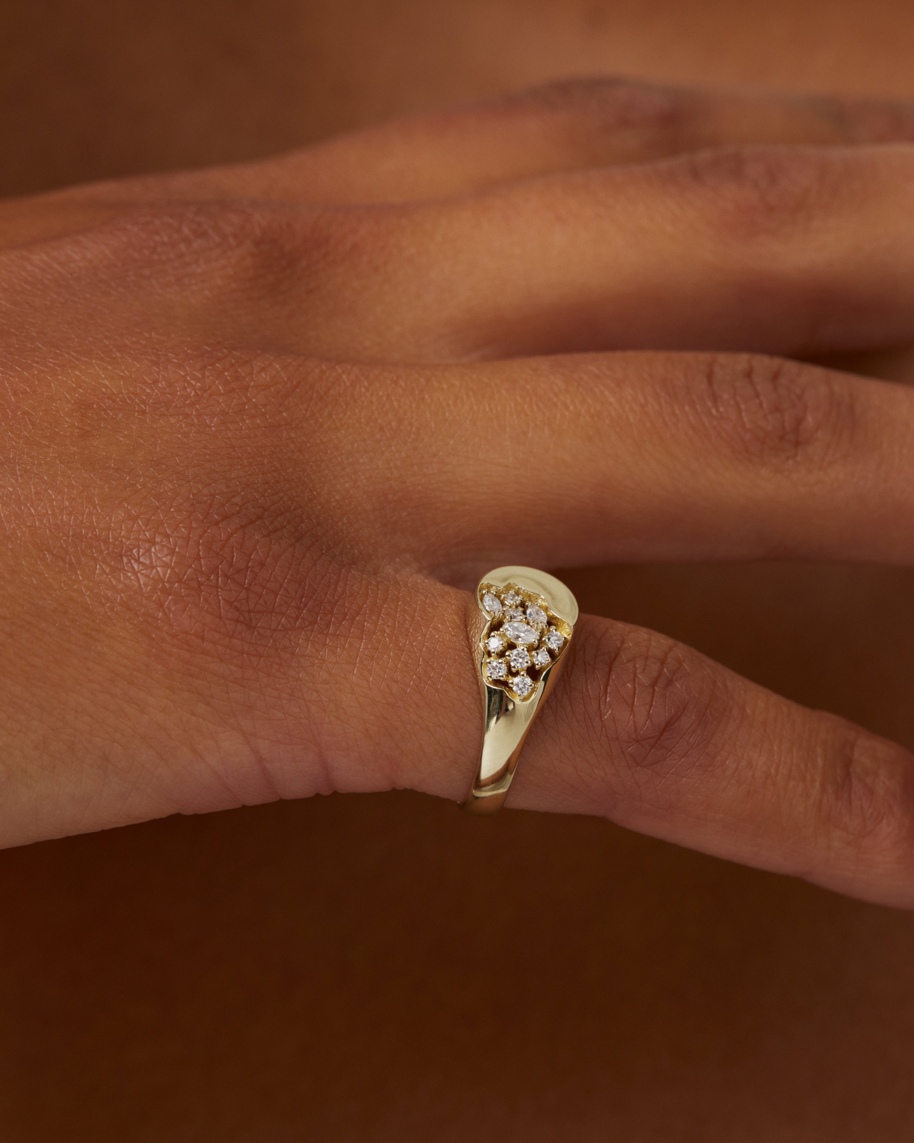 Gossamer Signet Diamond Ring Yellow Gold | Sarah & Sebastian – SARAH ...